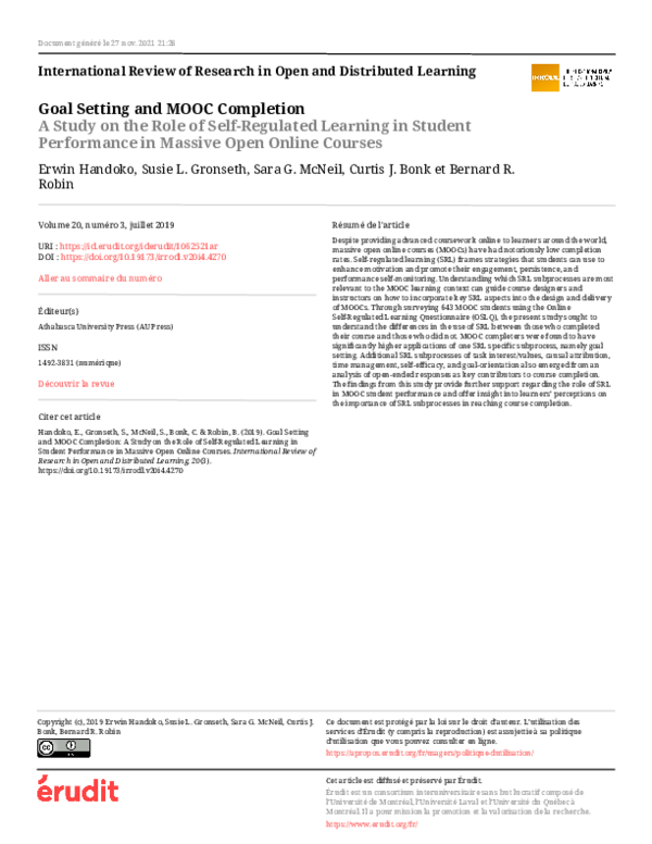 (PDF) Goal Setting and MOOC Completion