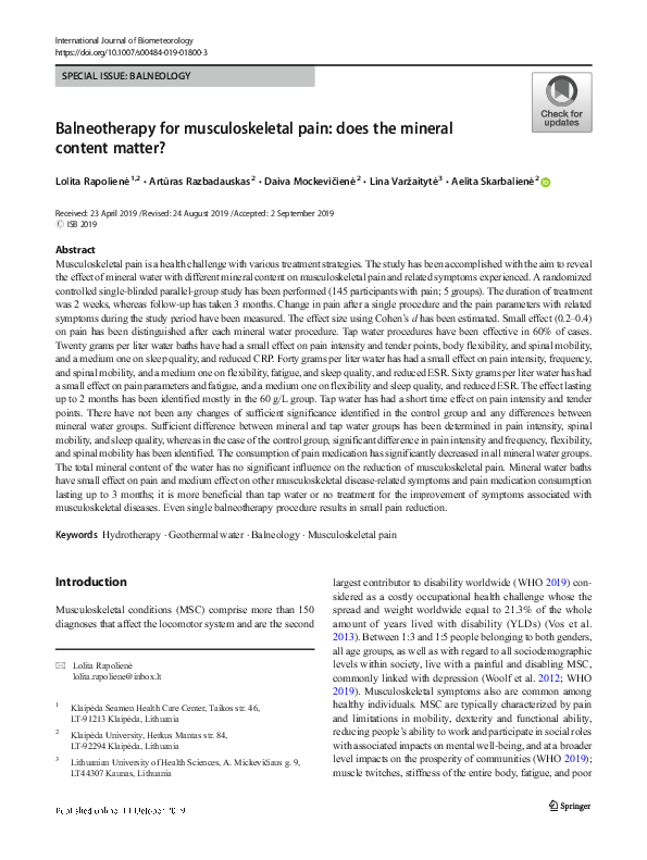 (PDF) Balneotherapy for musculoskeletal pain: does the mineral content ...