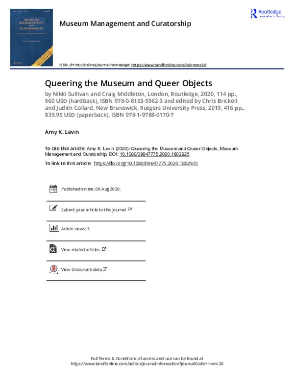 (PDF) Queering the Museum and Queer Objects
