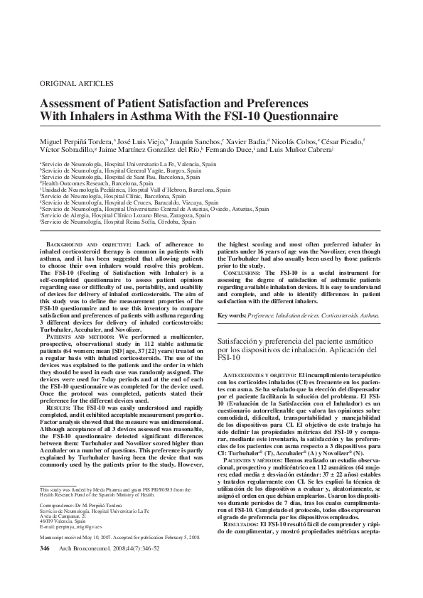(PDF) Assessment of Patient Satisfaction and Preferences With Inhalers ...
