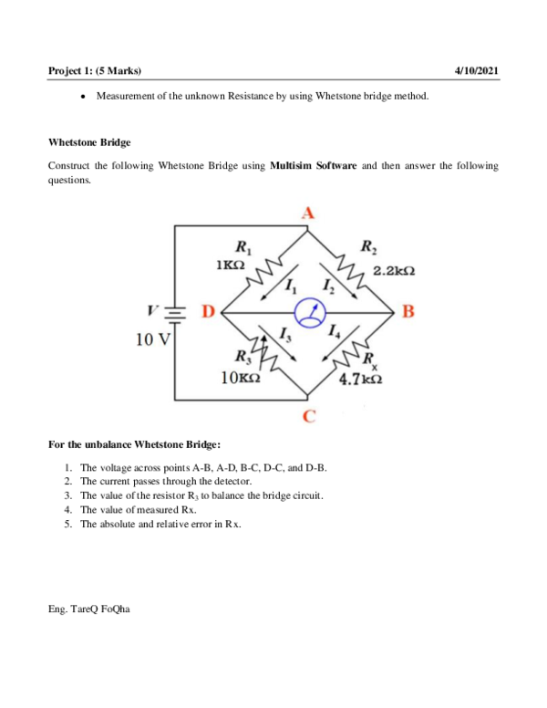 (PDF) Project: wheatstone bridge