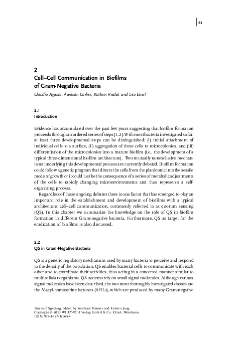 (PDF) Cell-Cell Communication in Biofilms of Gram-Negative Bacteria