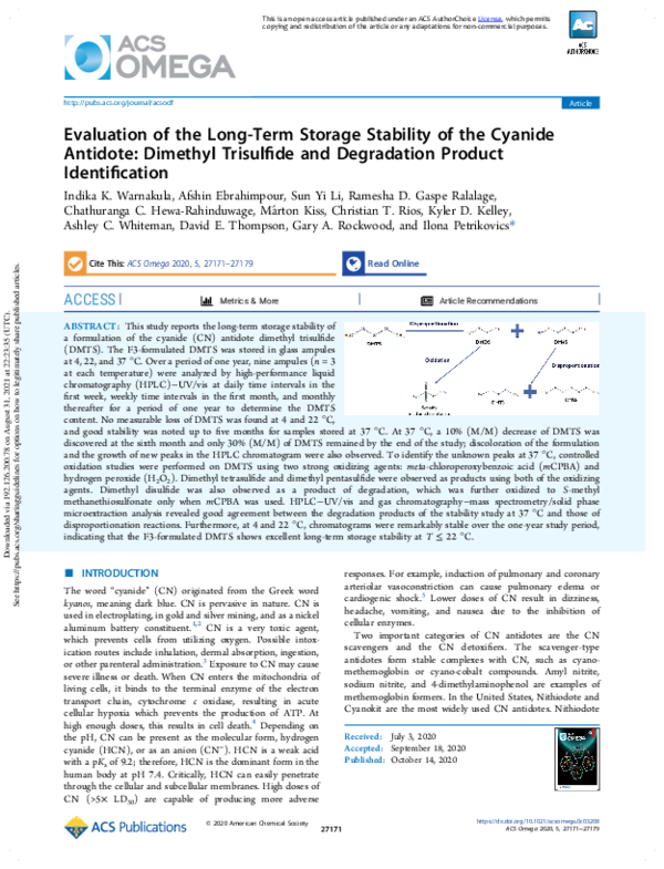 (PDF) Evaluation of the Long-Term Storage Stability of the Cyanide ...