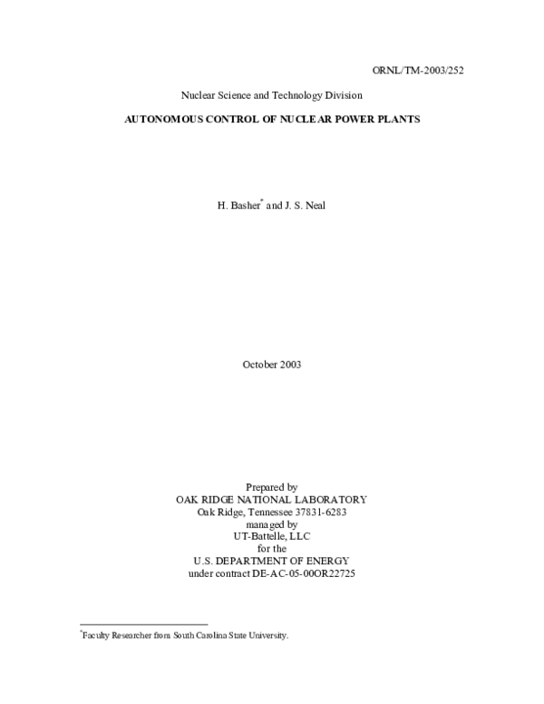 (PDF) Autonomous Control of Nuclear Power Plants