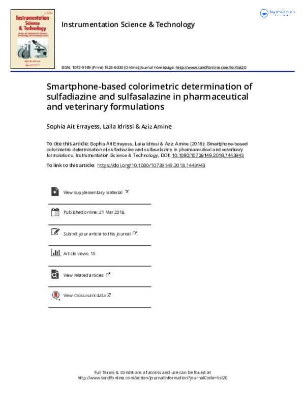 Pdf Smartphone Based Colorimetric Determination Of Sulfadiazine And Sulfasalazine In