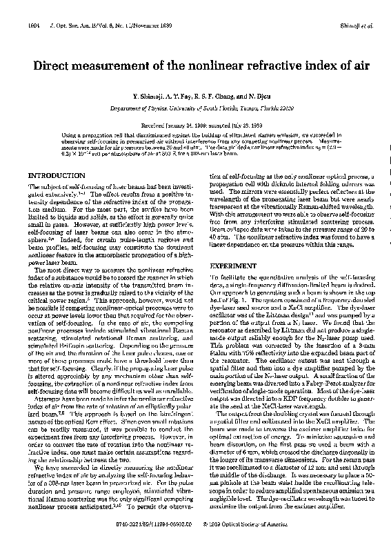 (PDF) Direct measurement of the nonlinear refractive index of air
