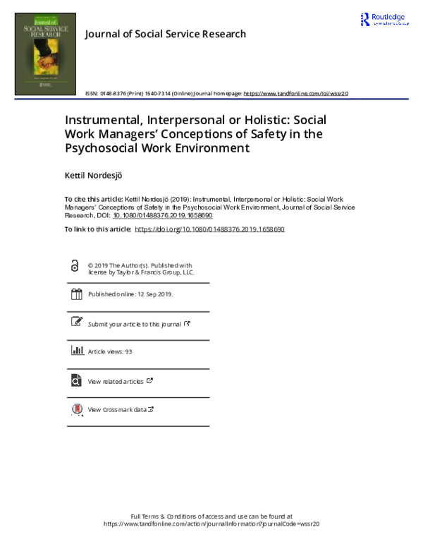 (PDF) Psychosocial Work Environment