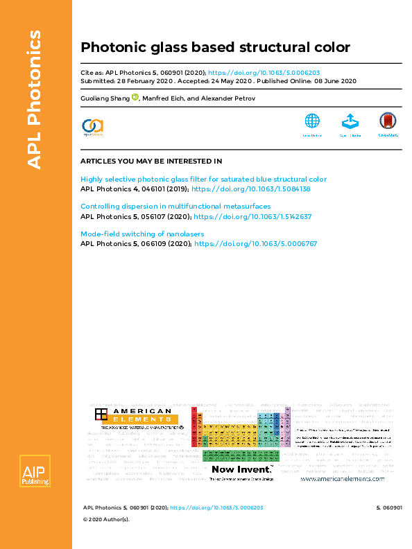 (PDF) Photonic glass based structural color | Guoliang Shang - Academia.edu