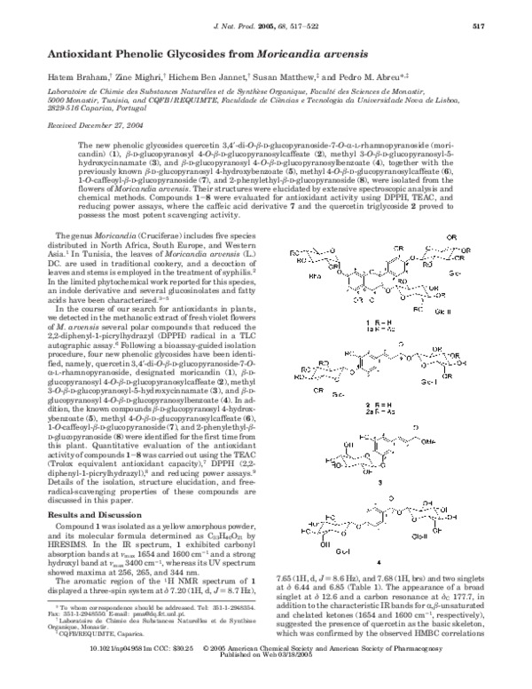 (PDF) Antioxidant Phenolic Glycosides from Moricandia arvensis