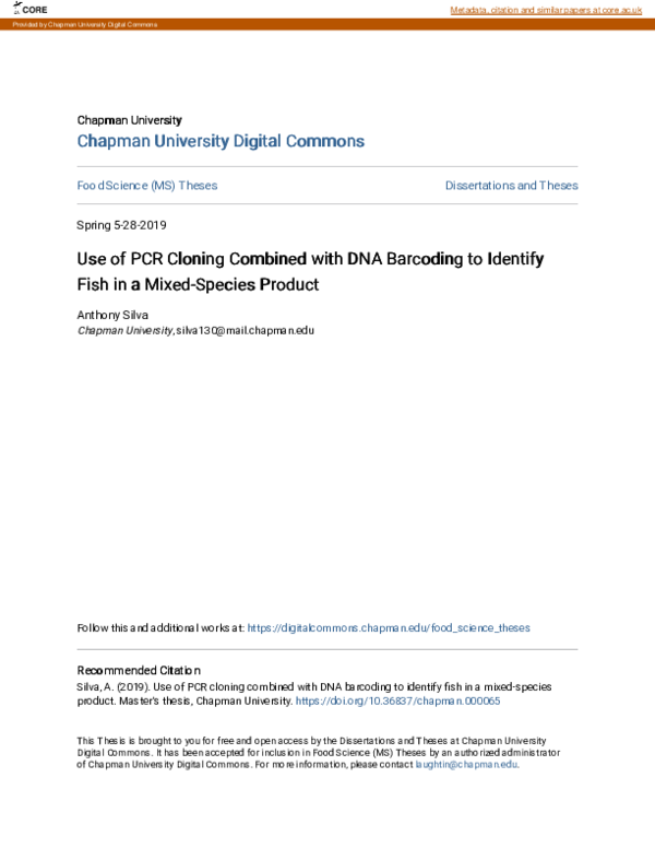 (PDF) Use of PCR Cloning Combined with DNA Barcoding to Identify Fish ...