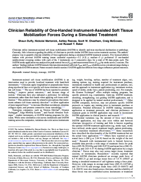 (PDF) Clinician Reliability of One-Handed Instrument-Assisted Soft ...