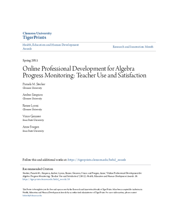 (PDF) Online Professional Development for Algebra Progress Monitoring ...