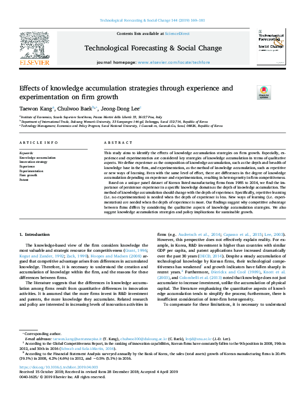 (PDF) Effects of knowledge accumulation strategies through experience ...