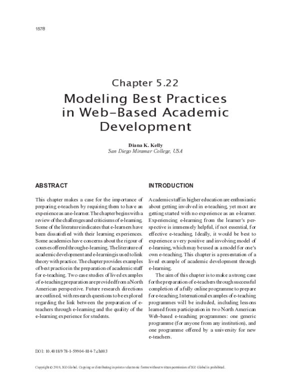 (PDF) Modeling Best Practices in Web-Based Academic Development