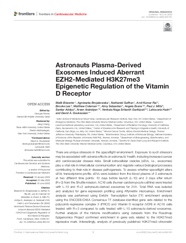 (PDF) Astronauts Plasma-Derived Exosomes Induced Aberrant EZH2-Mediated ...
