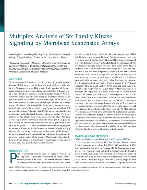 (PDF) Multiplex Analysis of Src Family Kinase Signaling by Microbead ...