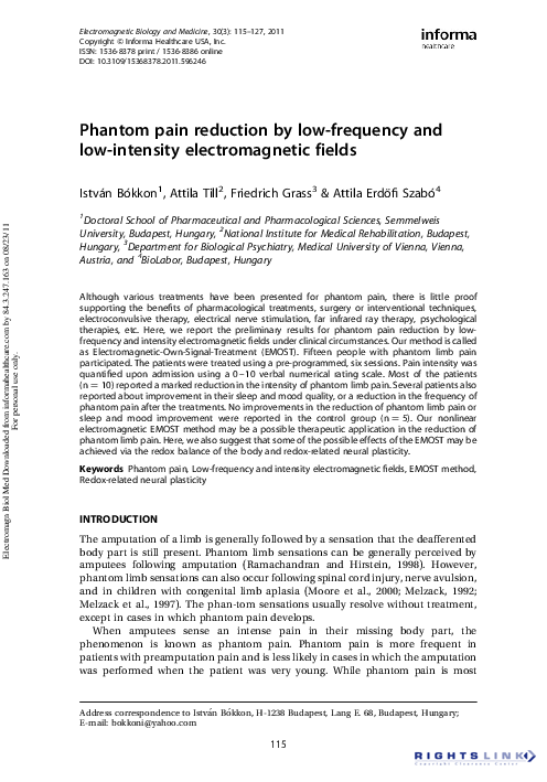 (PDF) Phantom Pain Reduction by Non-ionizing Electromagnetic Treatment