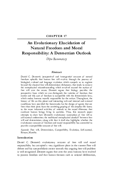 (PDF) An Evolutionary Elucidation of Natural Freedom and Moral ...