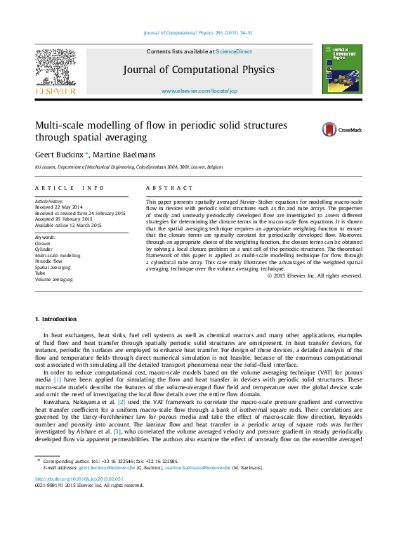 (PDF) Multi-scale modelling of flow in periodic solid structures through spatial averaging