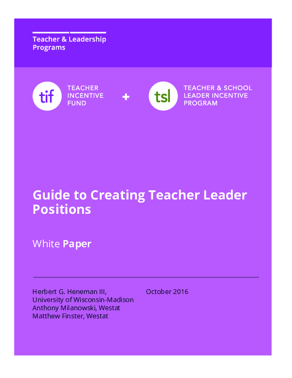 (PDF) Guide to Creating Teacher Leader Positions. White Paper