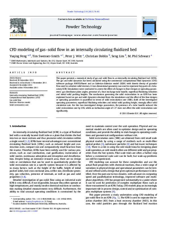 Pdf Cfd Modeling Of Gassolid Flow In An Internally Circulating