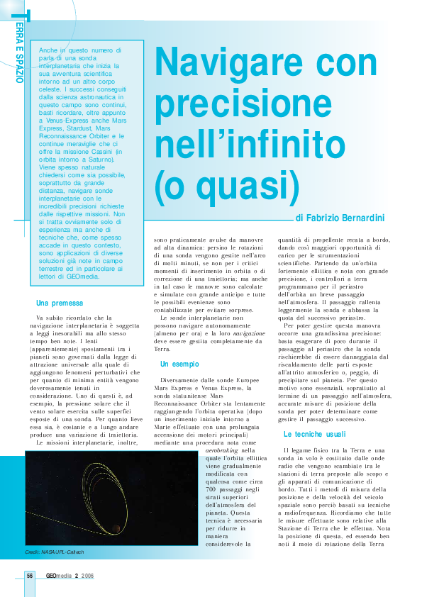 (PDF) Navigare con precisione nell’infinito (o quasi)