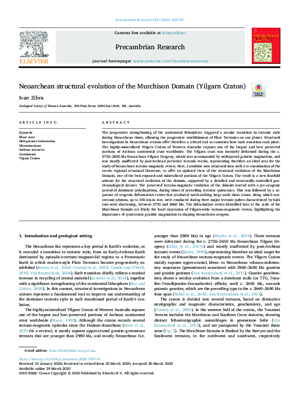 (PDF) Neoarchean structural evolution of the Murchison Domain (Yilgarn ...