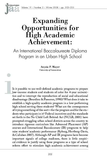 (PDF) Expanding Opportunities for High Academic Achievement: An ...