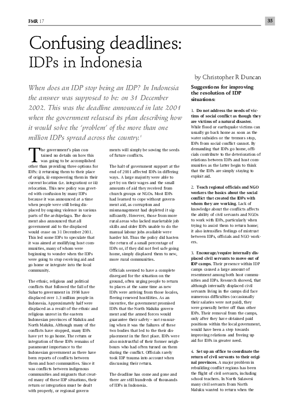(PDF) Confusing deadlines: IDPs in Indonesia