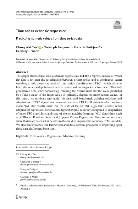 (PDF) Time series extrinsic regression