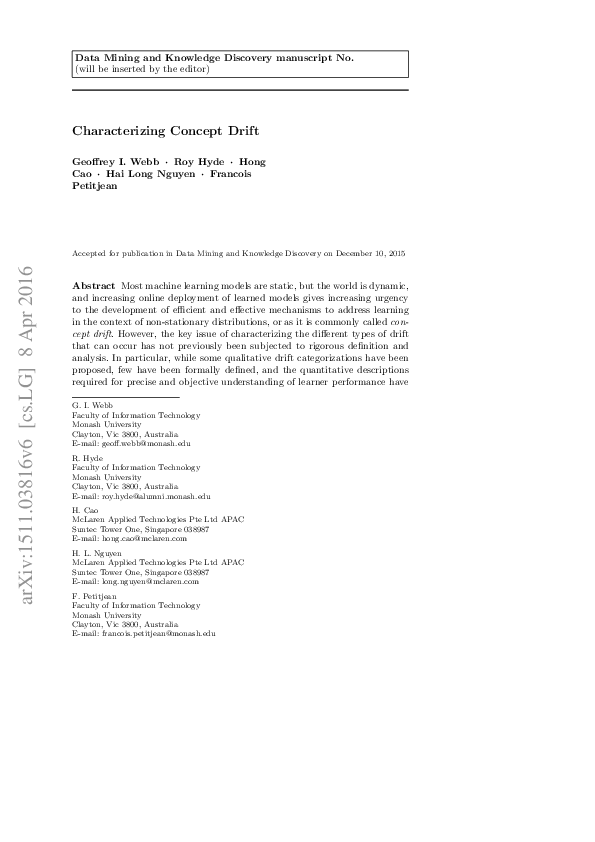 (PDF) Characterizing concept drift