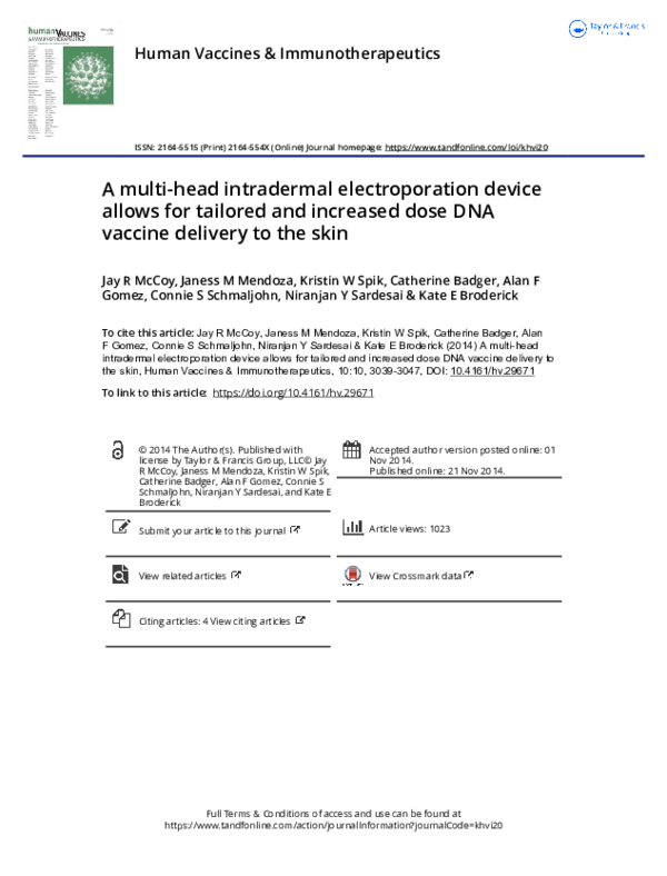 (PDF) A multi-head intradermal electroporation device allows for ...