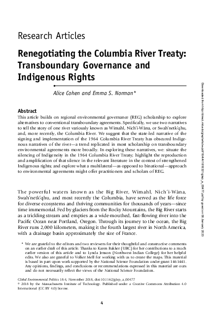 Pdf Renegotiating The Columbia River Treaty Transboundary Governance
