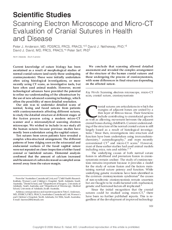 (PDF) Scanning Electron Microscope and Micro-CT Evaluation of Cranial ...