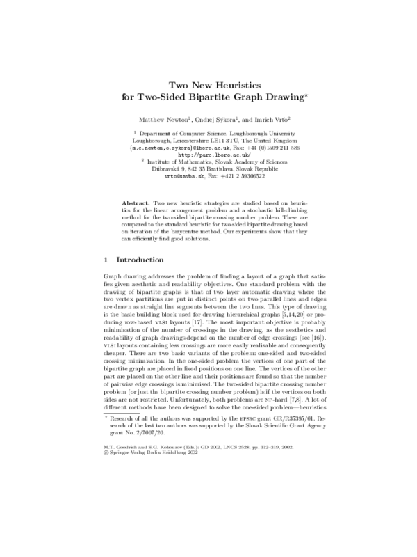 (PDF) Two New Heuristics for Two-Sided Bipartite Graph Drawing