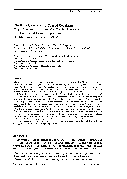 (PDF) The Reaction of a Nitro-Capped Cobalt(III) Cage Complex With Base ...