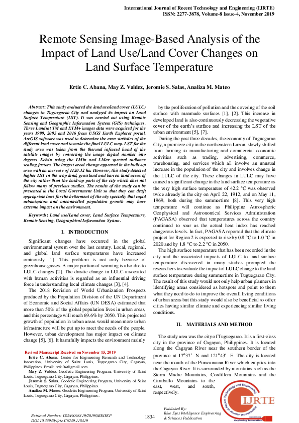 (PDF) Remote Sensing Image-Based Analysis of the Impact of Land Use ...