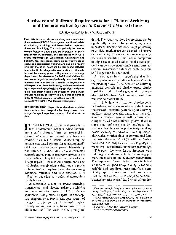 (PDF) Hardware and software requirements for a picture archiving and ...