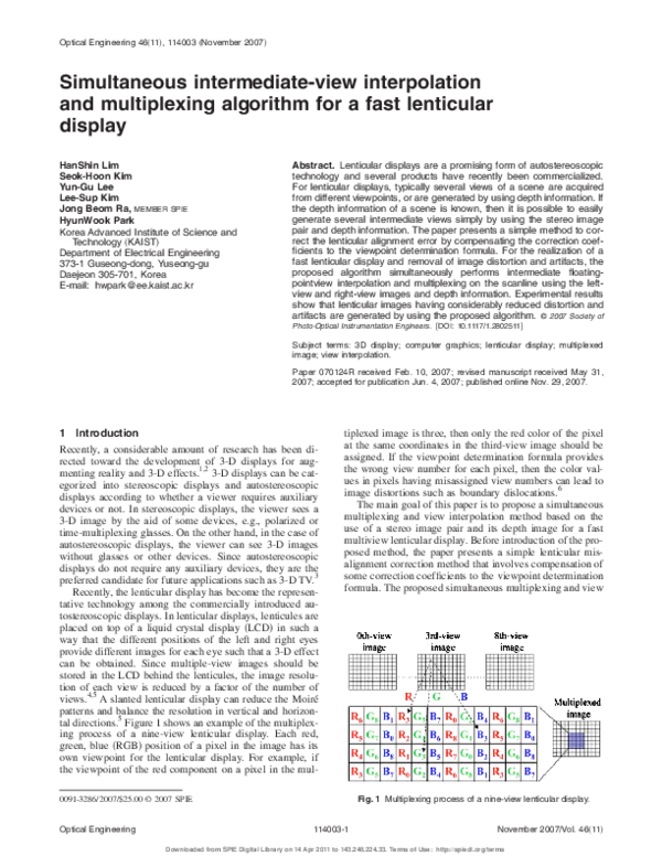 (PDF) Simultaneous intermediate-view interpolation and multiplexing ...