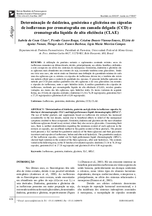 (PDF) Determinação de daidzeína, genisteína e gliciteína em cápsulas de ...