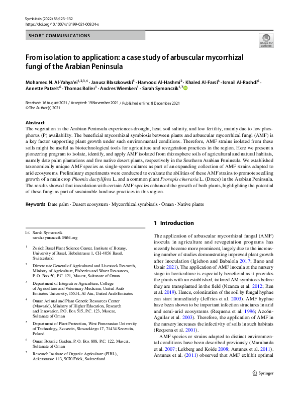 (PDF) From isolation to application: a case study of arbuscular mycorrhizal fungi of the Arabian ...