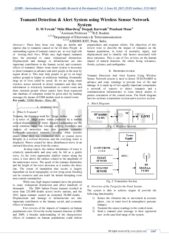 Pdf Tsunami Detection And Alert System Using Wireless Sensor Network System
