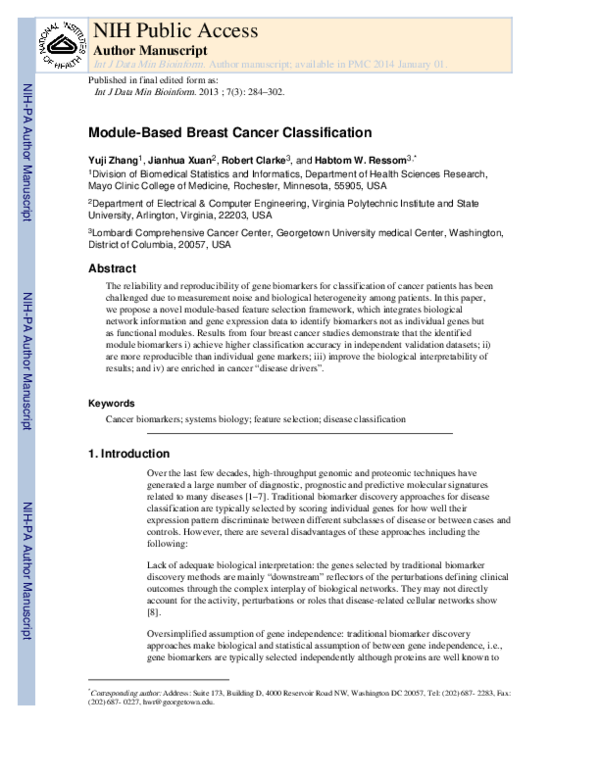 (PDF) Module-based breast cancer classification