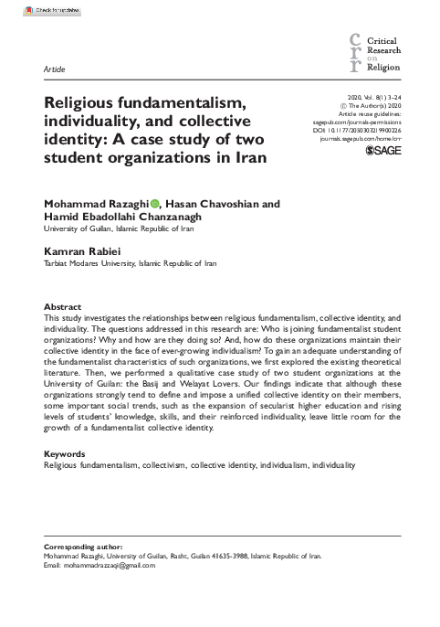 (PDF) Religious fundamentalism, individuality, and collective identity ...