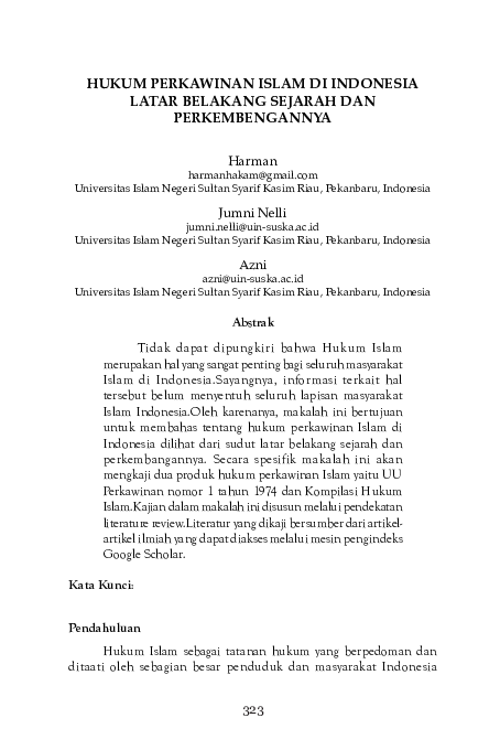 (PDF) Hukum Perkawinan Islam DI Indonesia Latar Belakang Sejarah Dan Perkembengannya