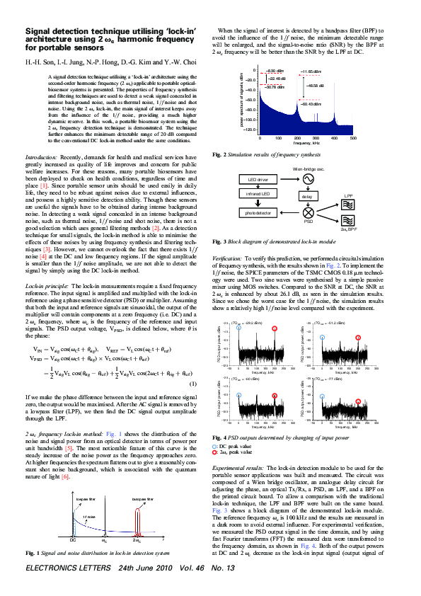 (PDF) Signal detection technique utilising ‘lock-in’ architecture using 2 c harmonic frequency ...