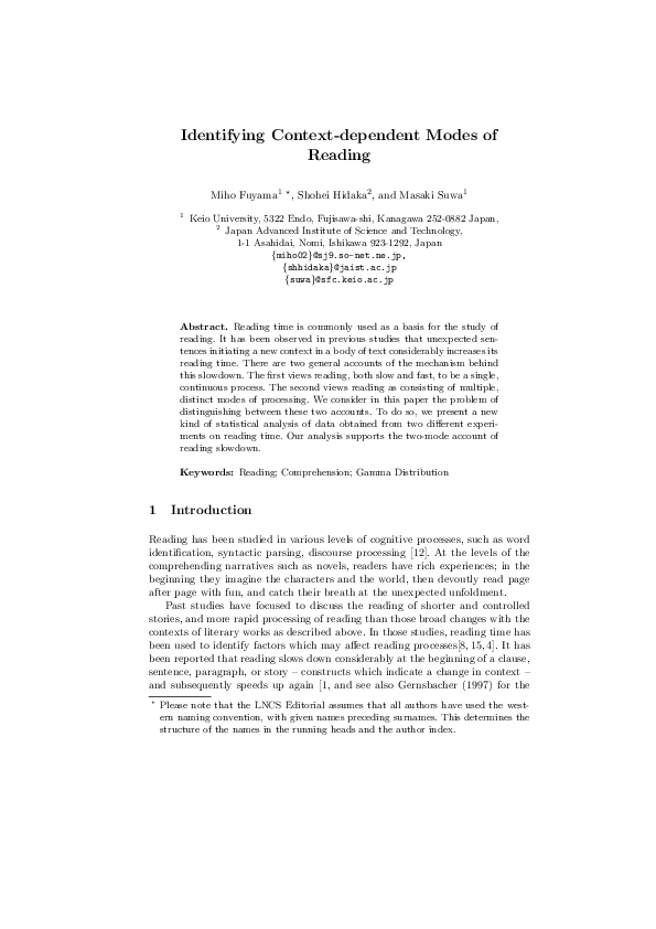 (PDF) Identifying Context-Dependent Modes of Reading