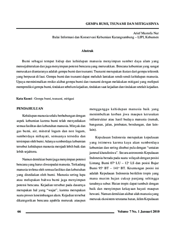 (PDF) Gempa Bumi, Tsunami Dan Mitigasinya