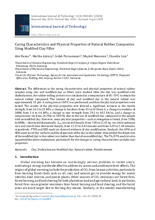 (PDF) Curing Characteristics and Physical Properties of Natural Rubber ...