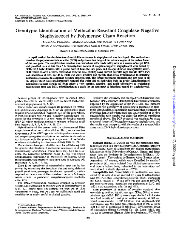 (PDF) Genotypic identification of methicillin-resistant coagulase ...